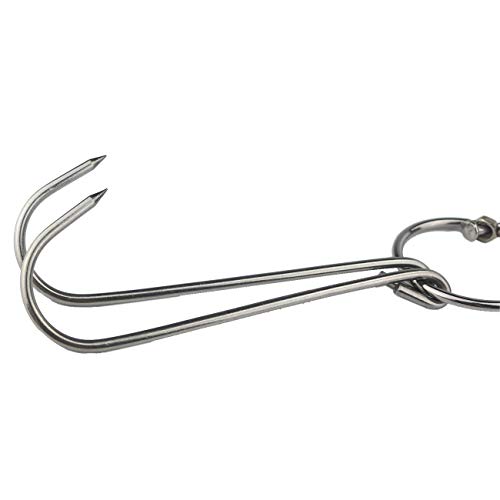 TIHOOD 3 PCS 9.4" Stainless Steel Double Meat Hooks Roast Duck Bacon Shop Hook BBQ Grill Hanger Cooking Tools Accessories (9.4" X3)