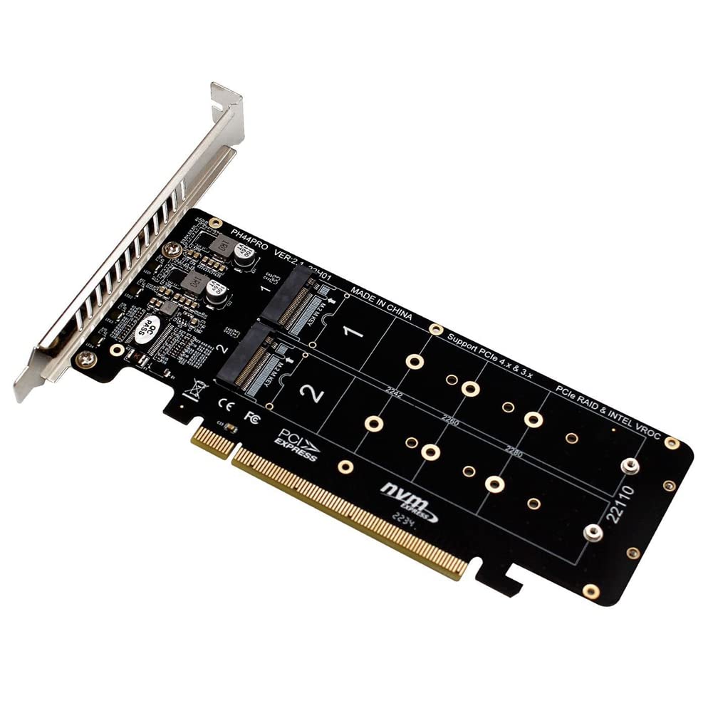 PCIE 4.0 -Disk PCIeX16 to M.2 M-Key NVME SSD Expansion Card,Supports 4 NVMe M.2 M Key 2280 SSD