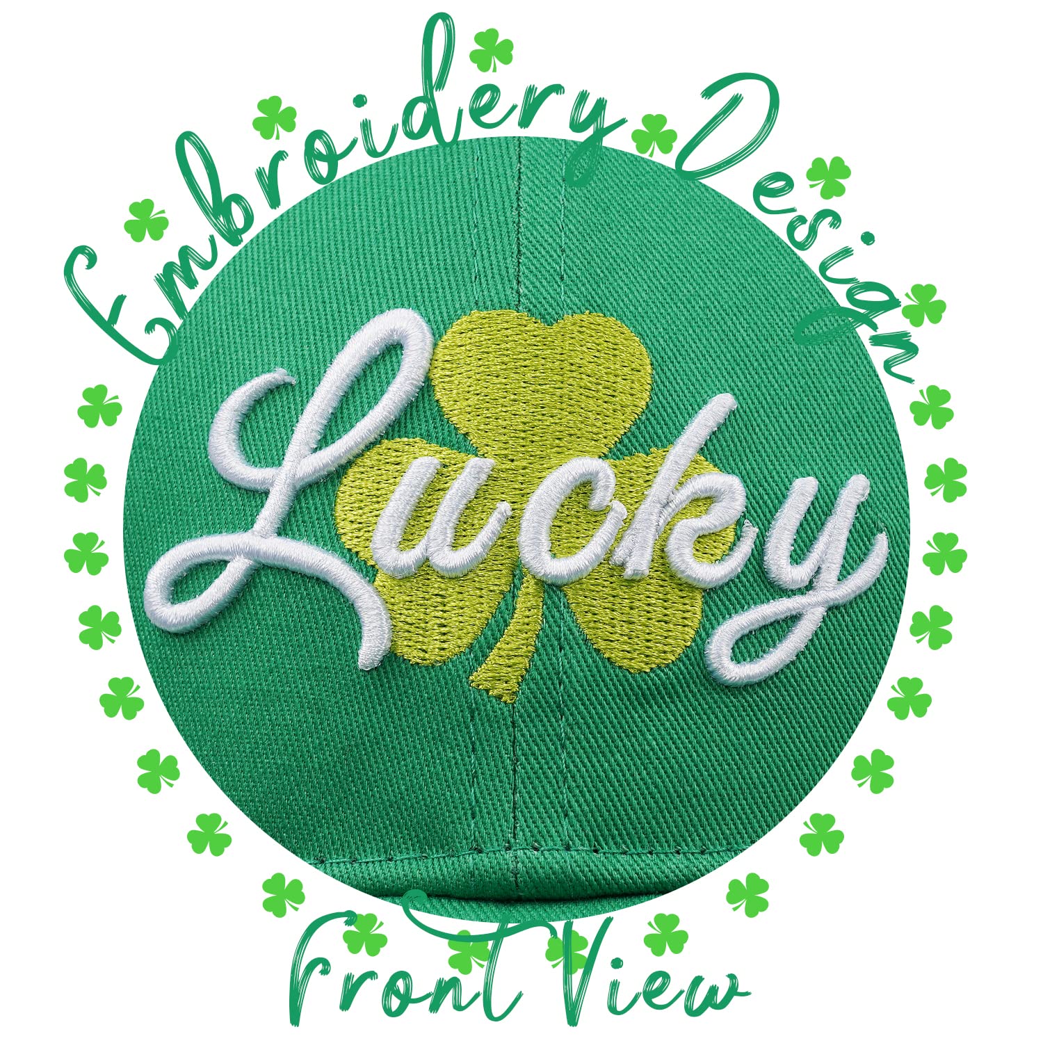 LHSCVJSEKL St Patricks Day Hat Lucky Embroidered Baseball Cap Shamrock Hat Clover Saint Pattys Hat Men Women Green Adjustable