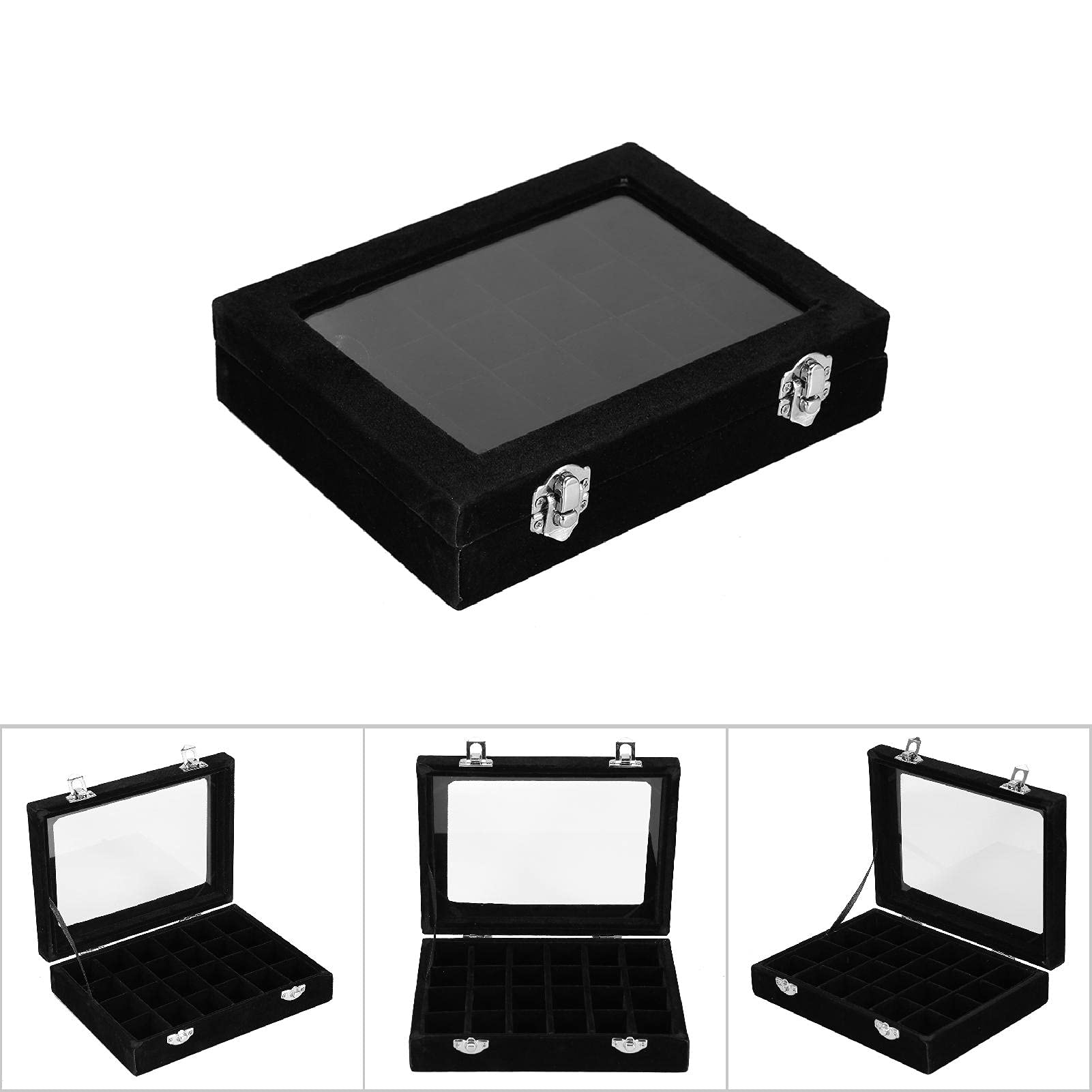 Rhinestone Gem Beads Storage Box Compact 24 Compartments Empty Nail Art Decorations Container Jewelry Rings Organizer