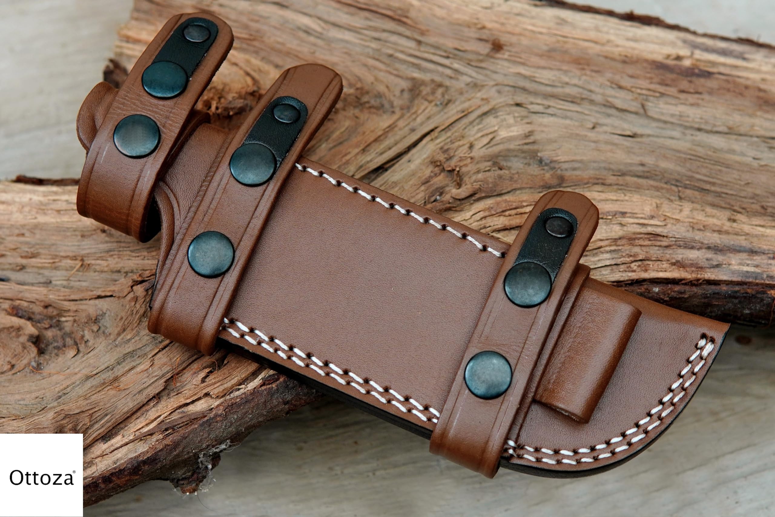 Ottoza TOP GRAIN Leather Knife Sheaths for Fixed Blade Knives, LEFT HAND Leather Knife Sheath for Belt, Leather Knife Holster Belt Knife Holder, Horizontal Knife Sheath for Belt No:9