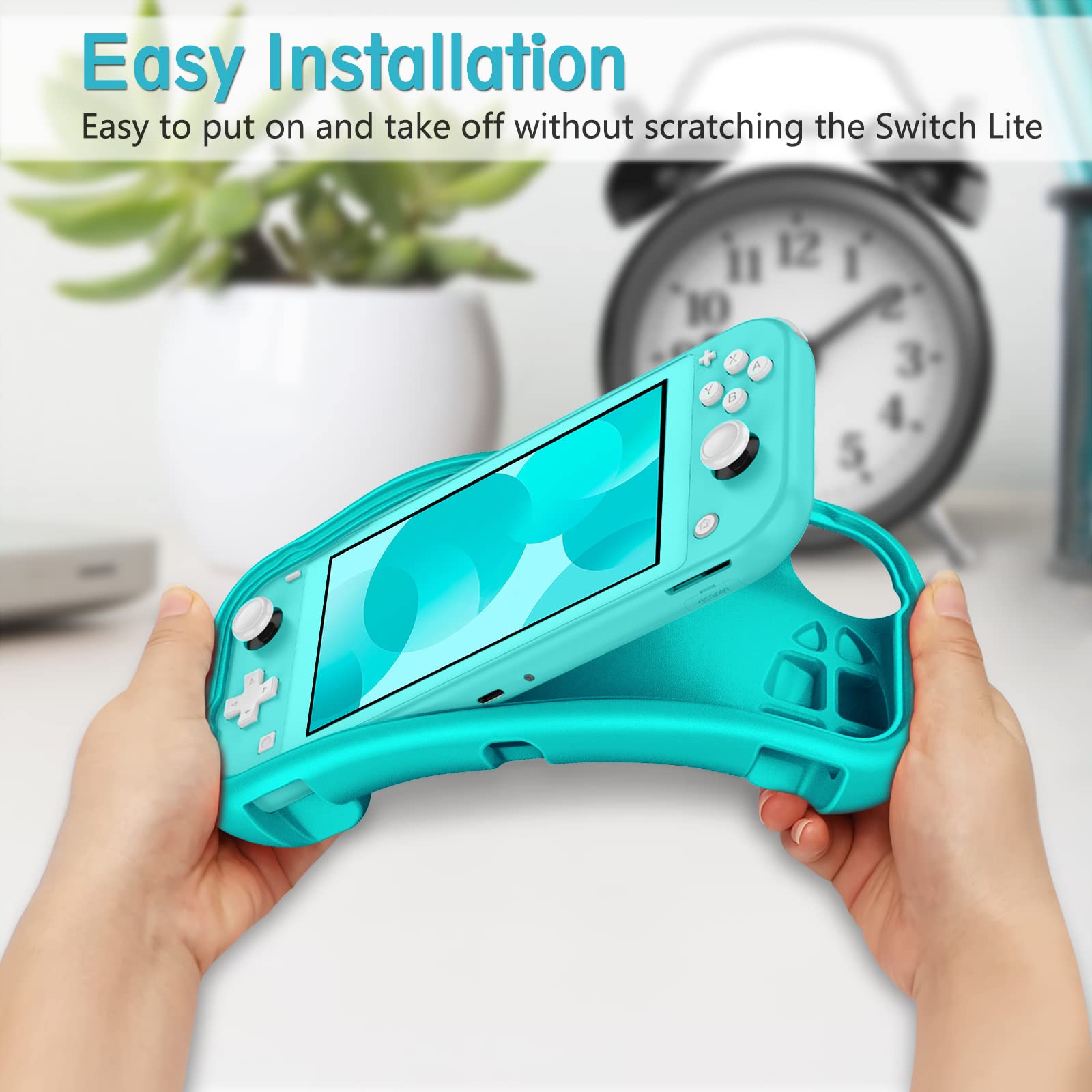 Fintie Case for Nintendo Switch Lite 2019 - Kids Friendly [Ultralight] [Shockproof] Anti-Scratch Protective Cover w/Ergonomic Grip Comfortable Grip Case for Switch Lite Console, Turquoise