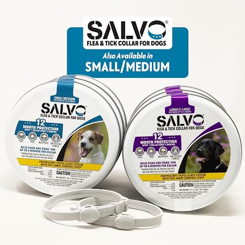 SALVO Flea and Tick Collar for Dogs - Pack of 2 for 12 Months of Protection - Flea and Tick Prevention for Dogs (Large)