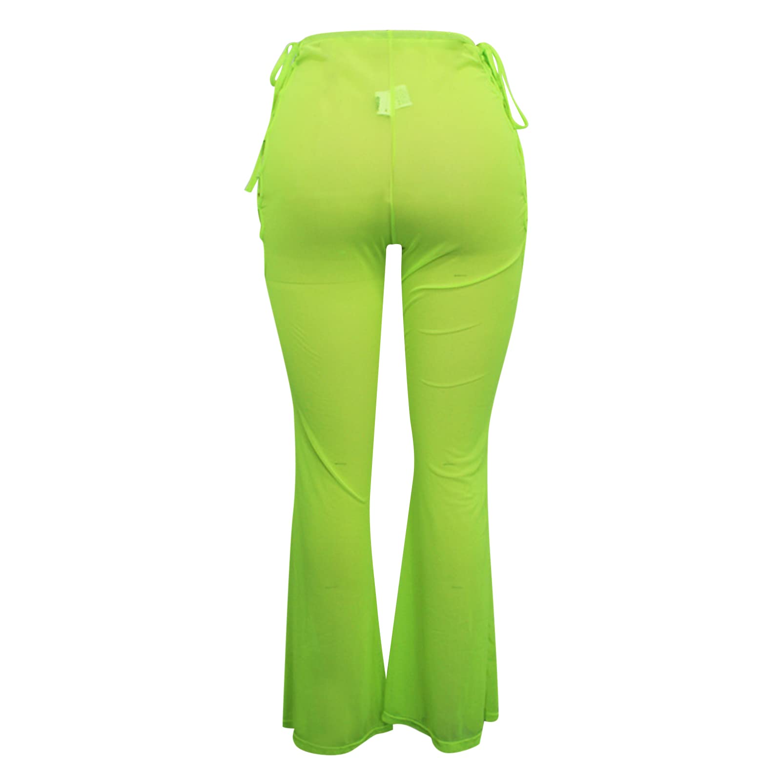 Mackneog Elastic Dress Soft Yoga Pants Bootcut Flare Yoga Pants Women Bootcut Strap Holiday See Through Neon Cutout Clear
