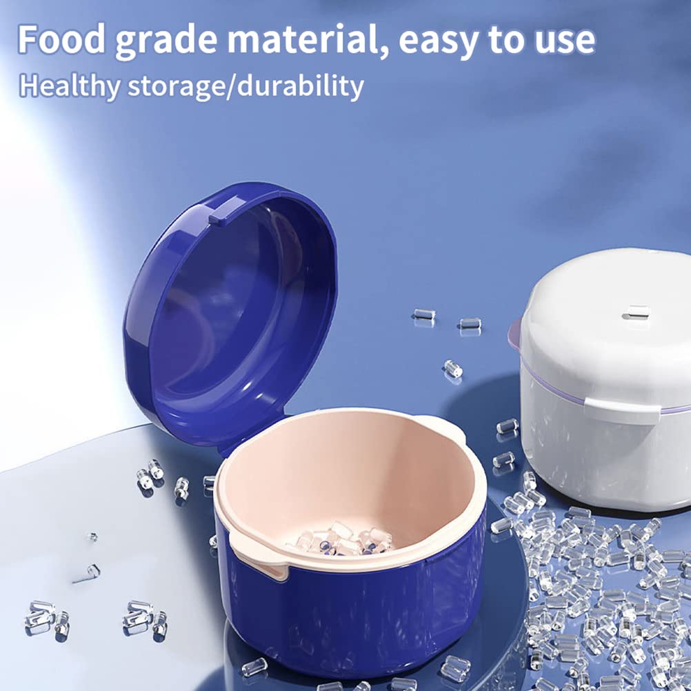kekafu Denture Bath Box Cup, Denture Bath Case with Strainer Basket, False Teeth Storage Box Holder, Retainer Cleaning Box, Soak Cup ,with braces chewable tablets, Braces removal tool and toothbrush