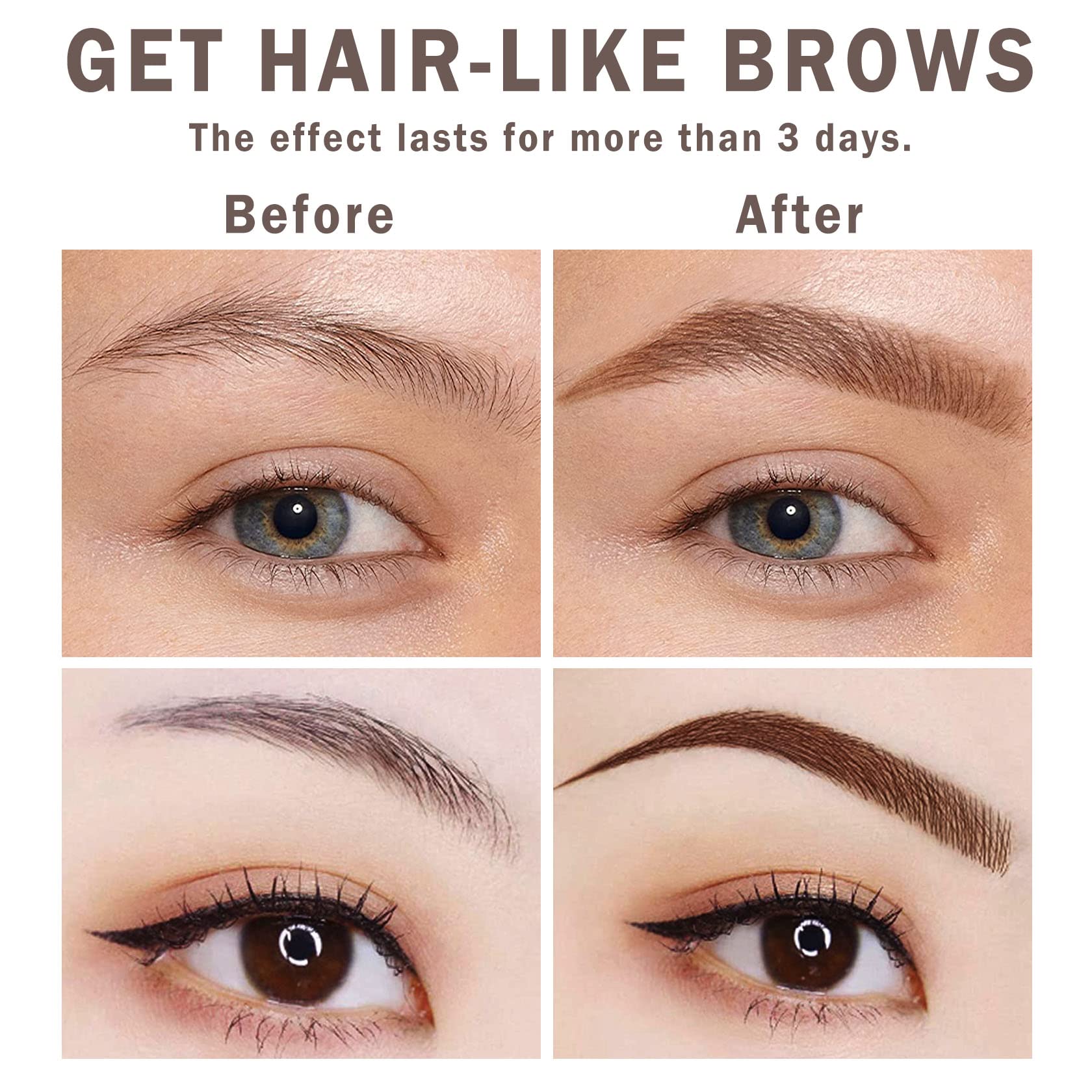 Peel Off Tattoo Eyebrow Gel,Eyebrow Tattoo Peel Off Natural and Elegant Brow Color,Long Lasting Waterproof Easy Peel Off Eyebrow Brow Tattoo Makeup (Brown)