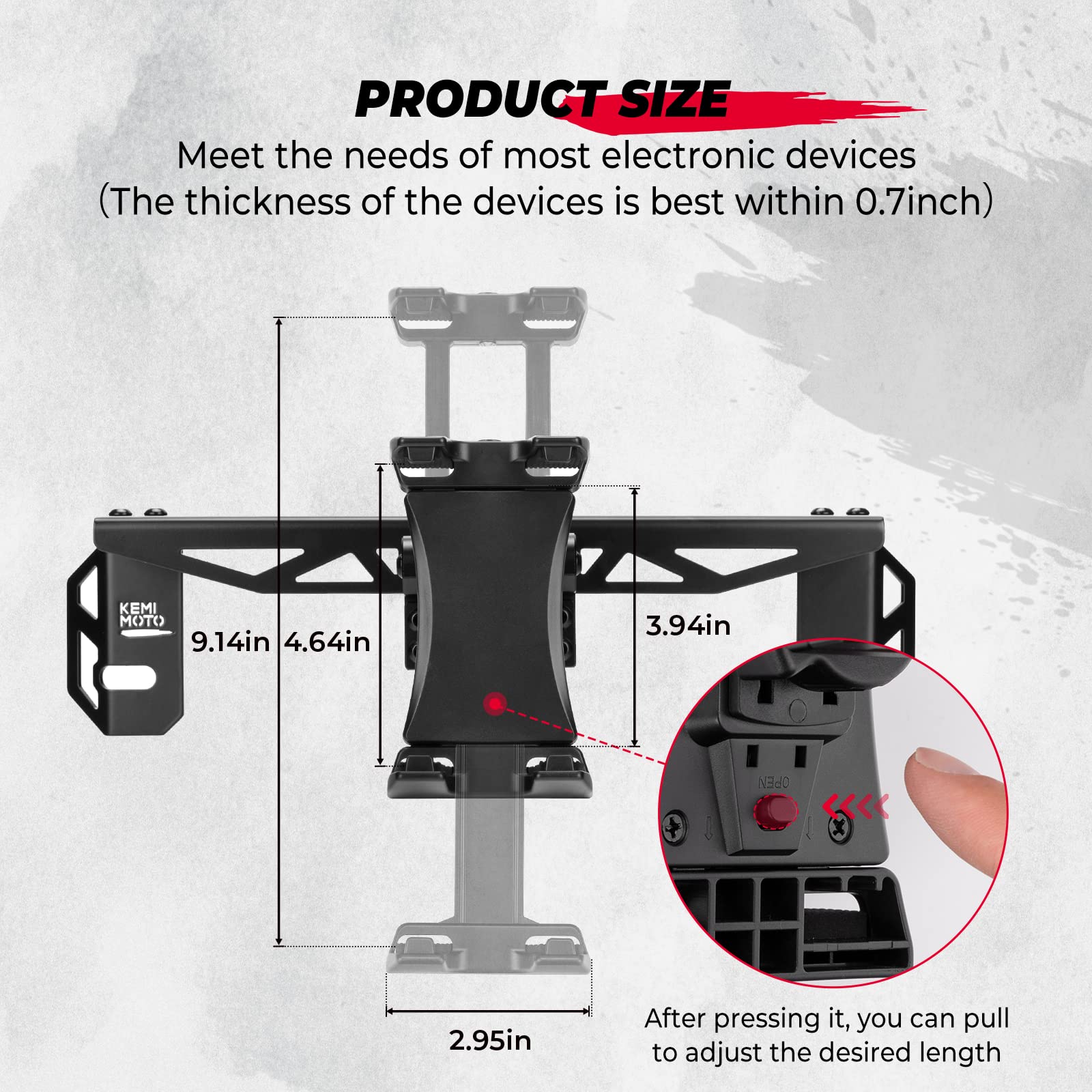 KEMIMOTO PRO XP Electronic Device Mounts, Upgraded Adjustable PRO XP Tablet Mount Metal Tablet Holder Frame and ABS Material GPS Holder Phone Mount Compatible with Polaris 2020-2024 RZR PRO XP/XP4