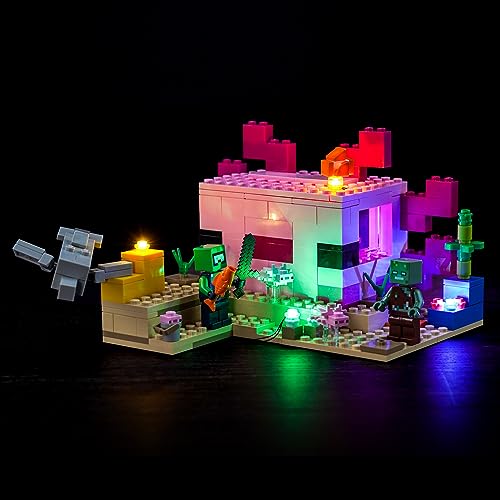 LocoLee Led Light Kit for Lego The Axolotl House 21247, Minecraft Lighting Set Compatible with Lego 21247 (No Lego Model), DIY Décor Lights for Lego Building Blocks