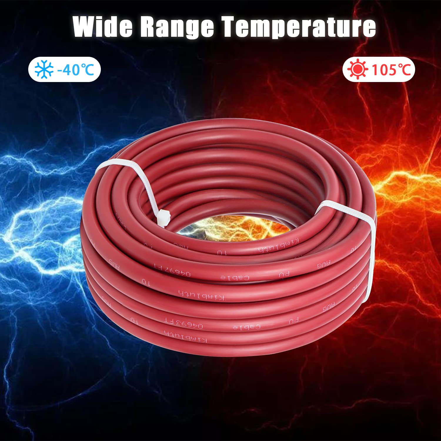 Kimbluth 10 AWG Solar Wire 10FT Red & 10FT Black Tinned Copper Wire, 10 Gauge Solar Panel Cable OFC Oxygen Free Copper Wire for Solar Panel Automotive Trailer Marine Outdoors (Red&Black)