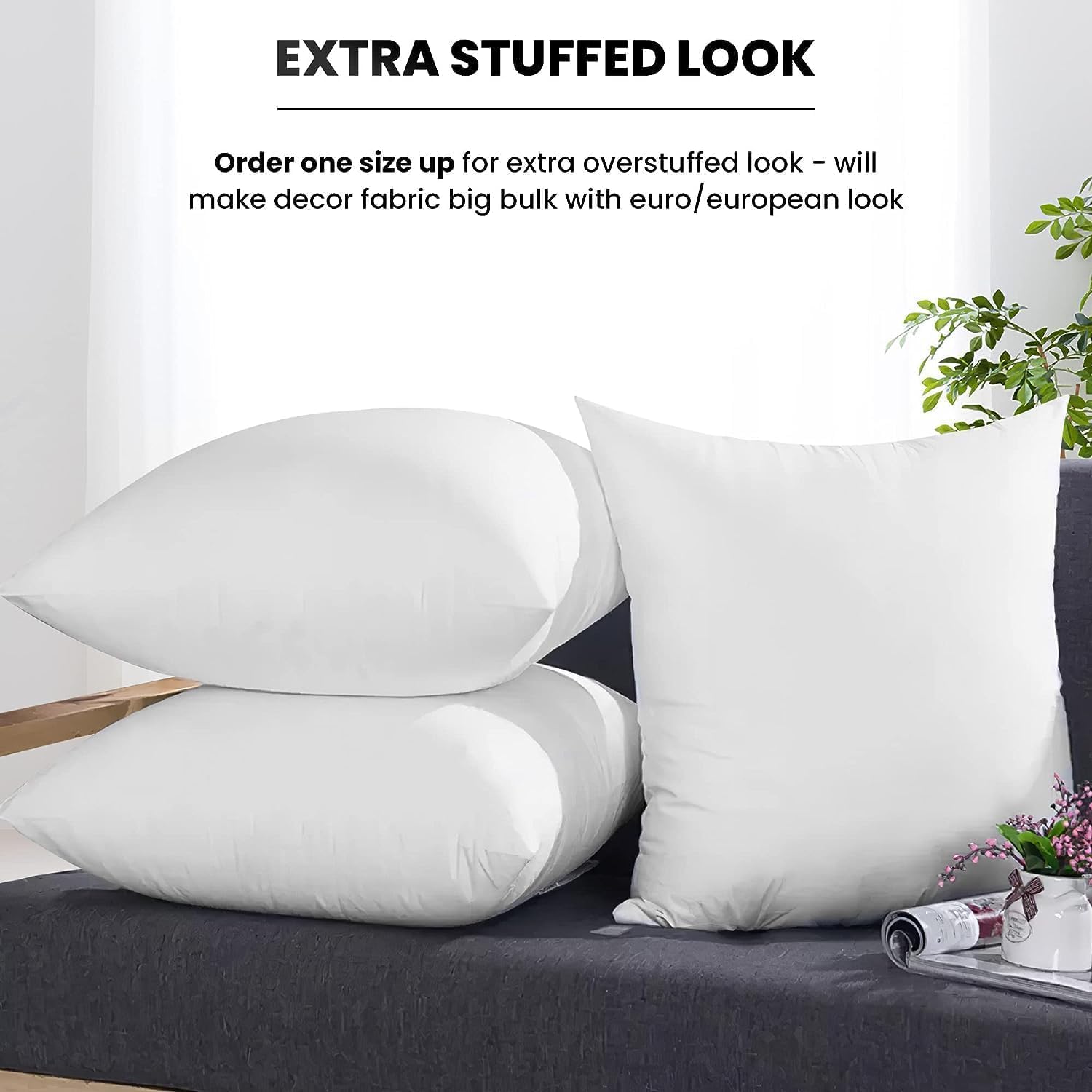 Foamily Throw Pillows Insert - Single Pillow 26" x 26" Inches for Bed and Couch - 100% Machine Washable Cotton Pillow - Indoor Decorative Throw Pillows for Couch & Bed