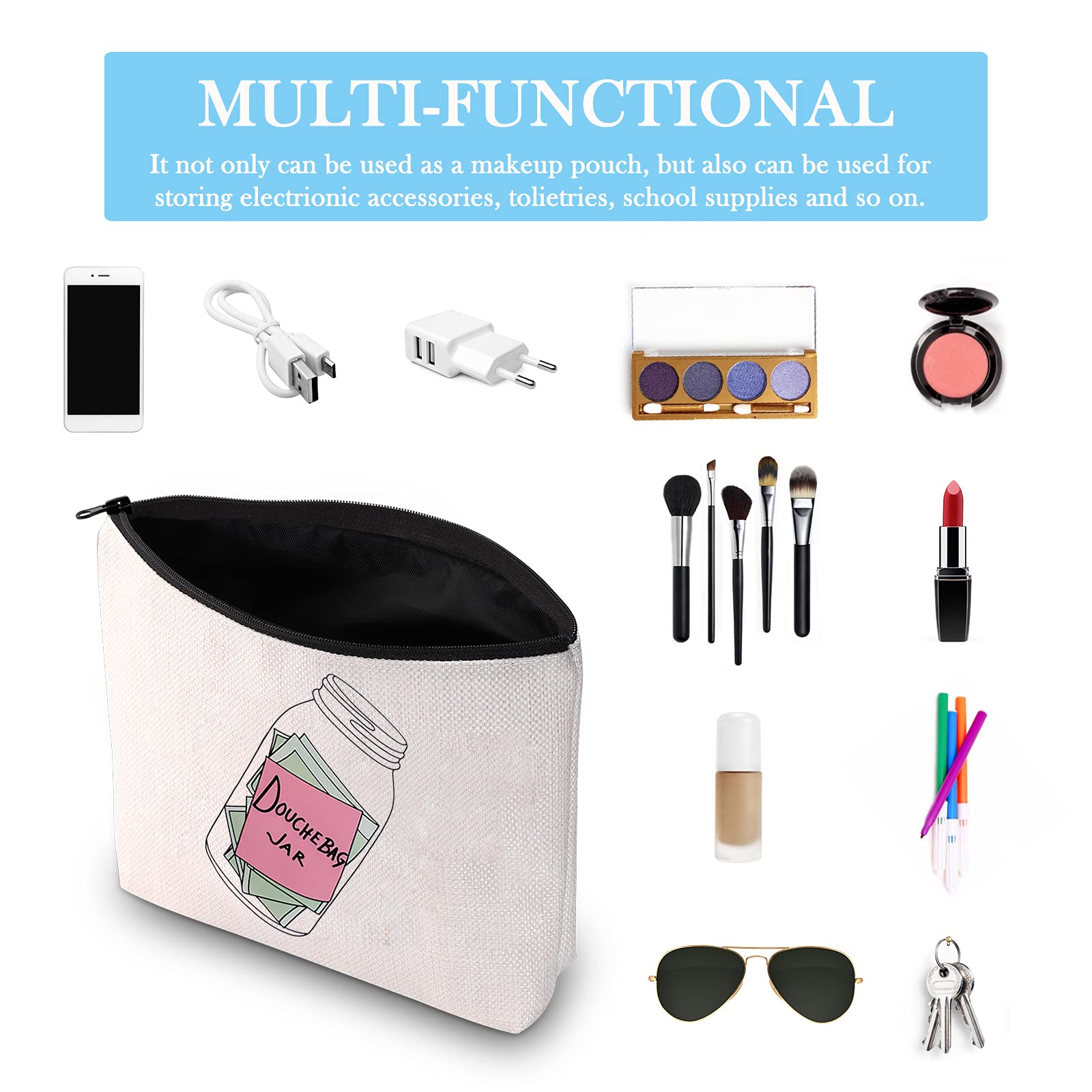 GJTIM TV Show Inspired Schmidt's Douchebag Jar Zipper Pouch Makeup Cosmetic Bag Fan Gift (Douchebag Jar Bag)