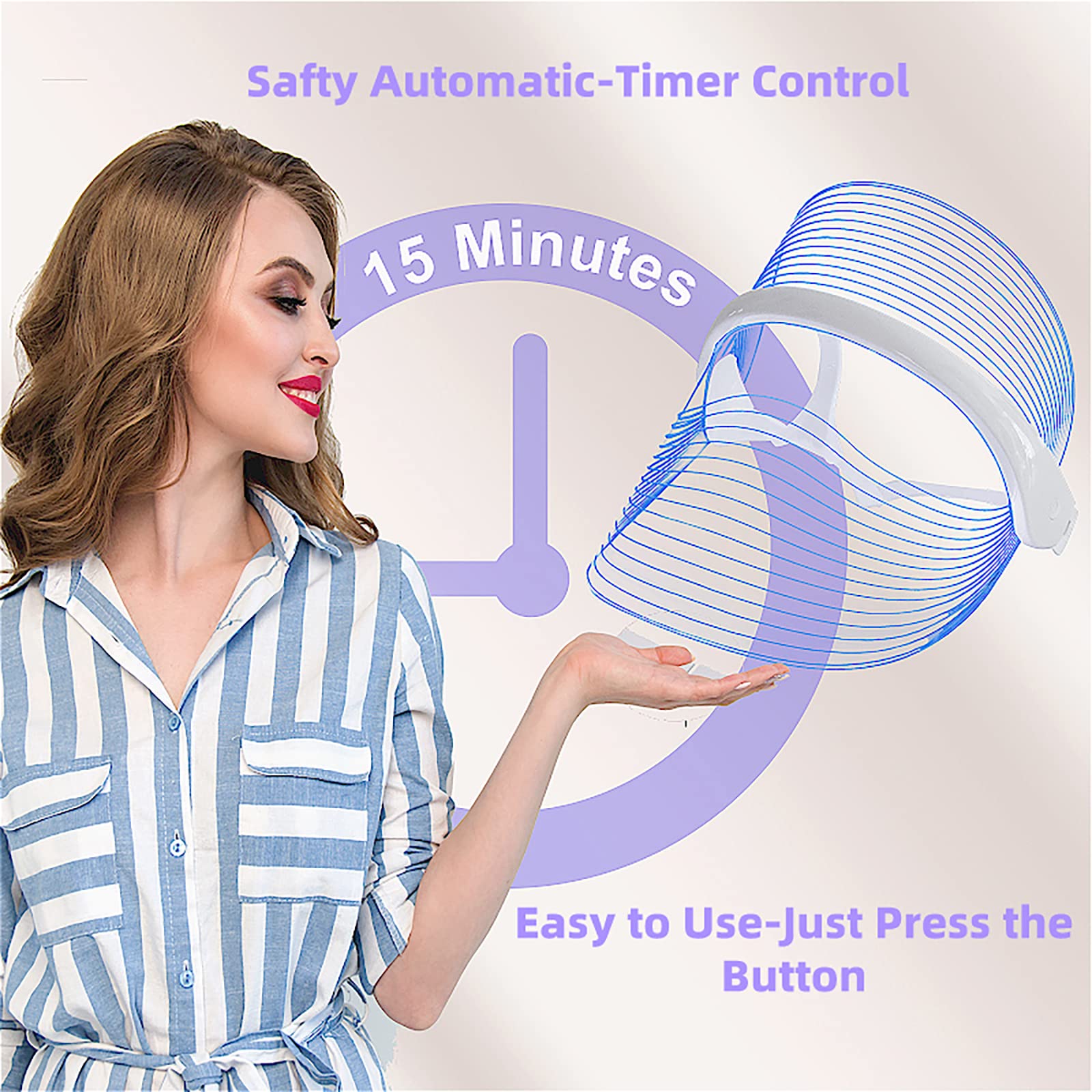 L E D Face Mask Light Therapy, 7 Colors Therapy Mask, Red & Blue for Face, Skin Care, Portable Rechargeable