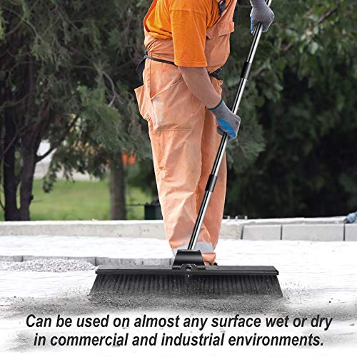 MASTERTOP 24 Inches Push Broom Outdoor, Multi-Surface Outdoor Brooms, Heavy Duty Floor Scrub Brush with Stiff Bristles for Cleaning Patio Garage Deck Yard Patio