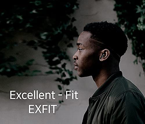 EXFIT BCS-T90 True Wireless Earbuds with Bluetooth 5.0, Charging Case, IPX4 Waterproof, Touch Control, 4 Mic, 24H Playtime, Hi-Fi Stereo Sound – Sports in Ear Earphones for iPhone & Android [Black]