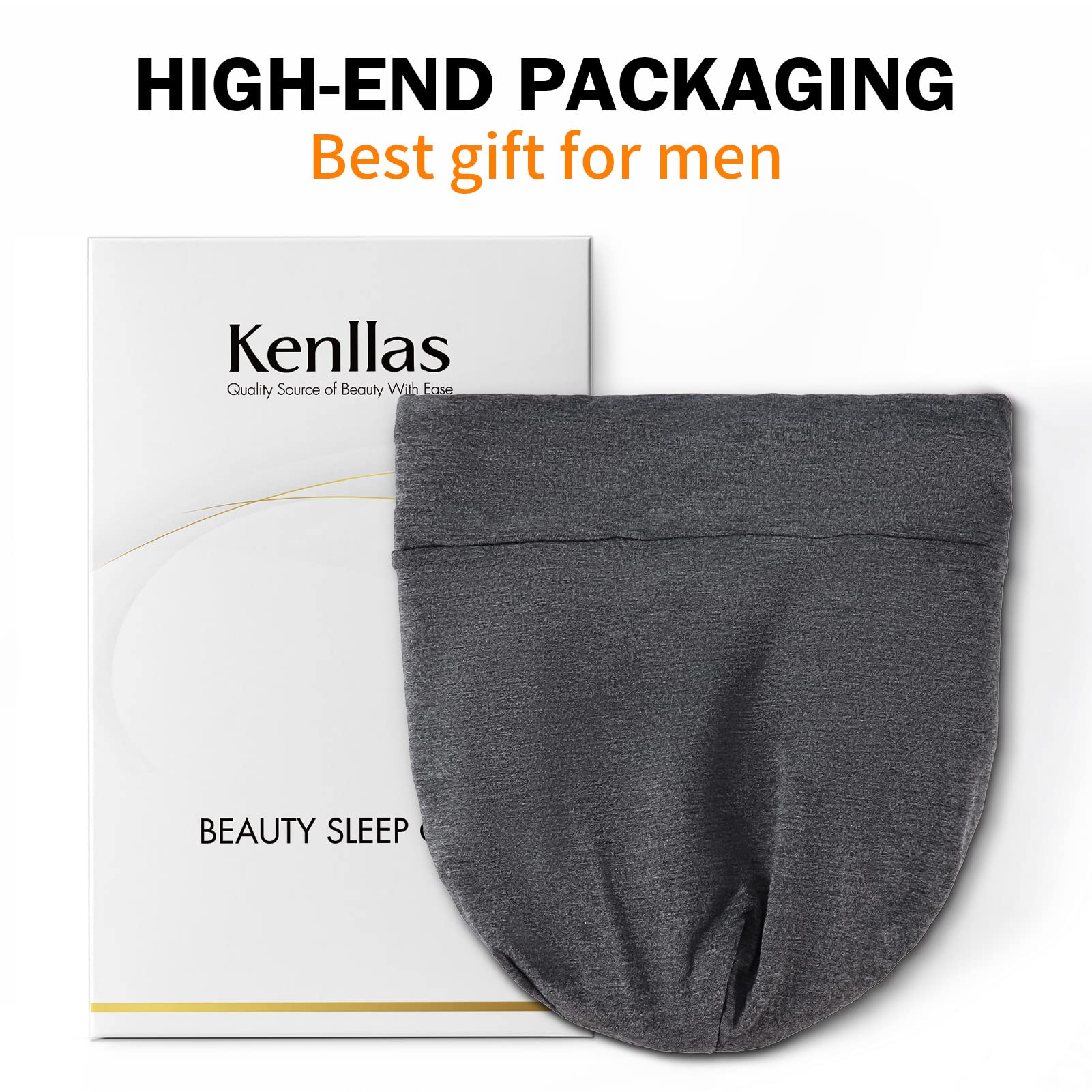 Kenllas Large Sleeping Bonnet for Men - Winter Adjustable Double Layer Silk Satin & Bamboo Cotton Cap for Dreadlock Braid Hair Care Black