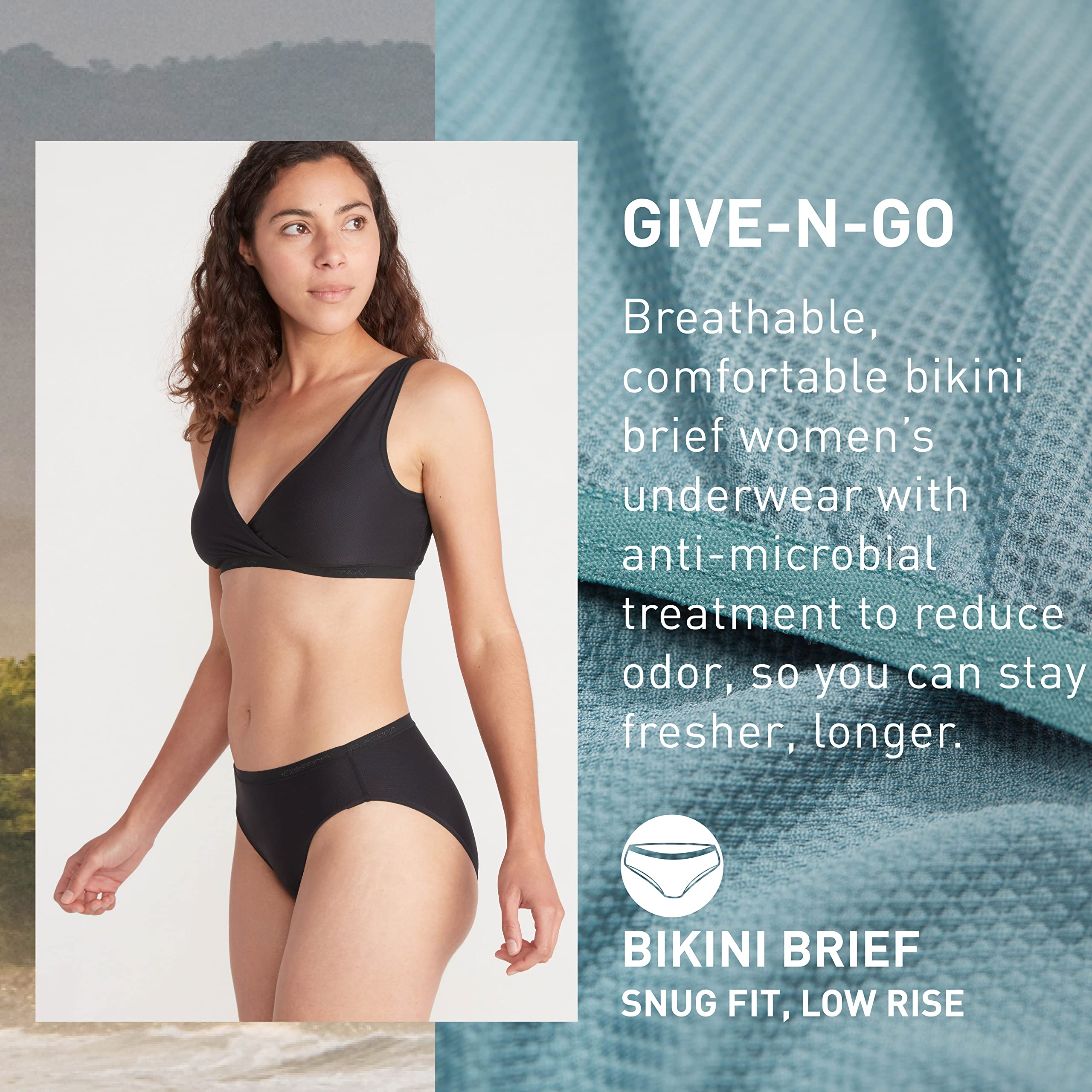 ExOfficio Women's Give-N-Go Bikini Brief, Black, Small