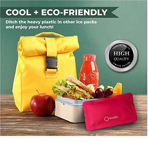 Soft Ice Packs for Lunch Box, Bags, Bento Boxes, 4 Pack, Slim Reusable and Refreezable Pouches for Kids Girls Adults, Travel, School, Work, or Camping, Long Lasting Cold, Flexible | Pink Purple