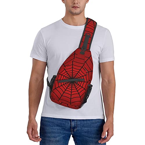 Red Spider Web Sling Bag Crossbody Travel Hiking Backpack Daypack for Women Men Unisex,Shoulder Chest Bags Cycling Gym One Size
