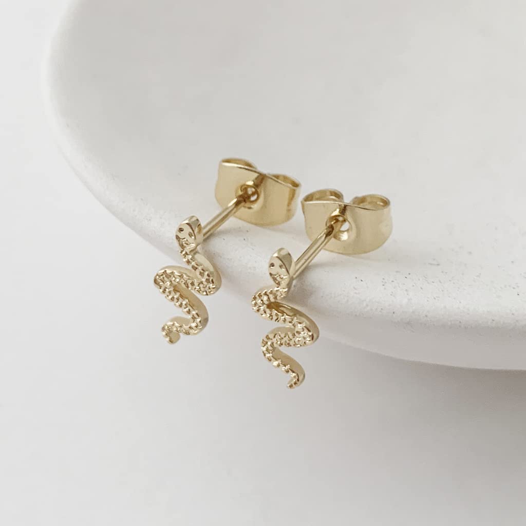 HONEYCAT Mini Snake Studs in Gold, Rose Gold, or Silver | Minimalist, Delicate Jewelry Rose Gold
