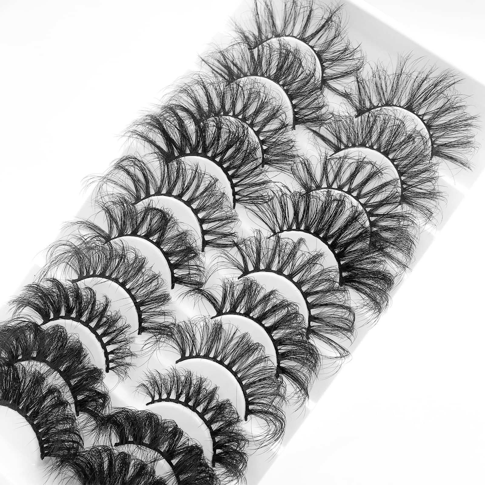 IFLOVEDEKD 10 Styles 25mm Lashes Dramatic Fake Eyelashes 10 Pairs False Eyelashes Thick Lashes Mink Fluffy Lashes 5D Lashes 25mm Mink Lashes Long Lashes Soft Strip Lashes Wispy False Lashes Pack