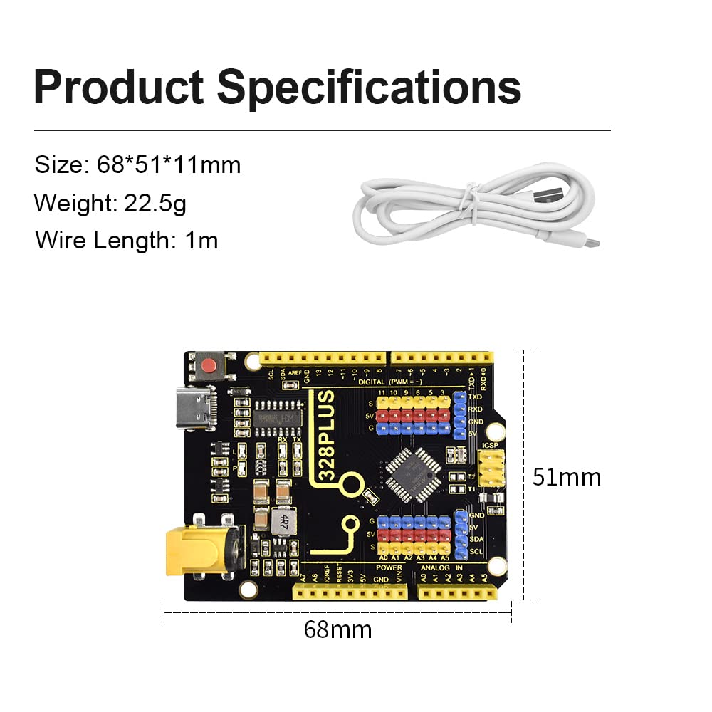 KEYESTUDIO 328 Plus Development Board Compatible with USB Cable for Arduino R3