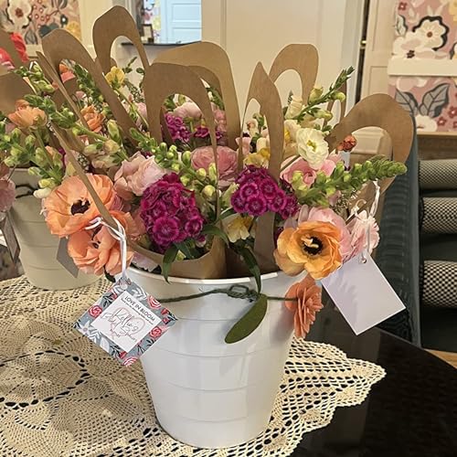Firbirch 10 Pcs Kraft Paper Bouquet Bags with Handle, Brown Paper Flower Wrapping Gift Bags for Valentine's Day Florist Wedding Party Home Decoration (Small(35 x 19cm))