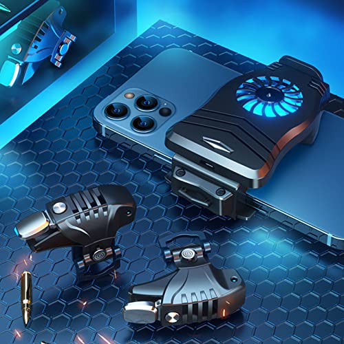 Phone Cooler Fan and Game Controller Triggers Kit, Rechargeable High Frequency Clicks Active Cooling Fan Phone Grips for Survival Games