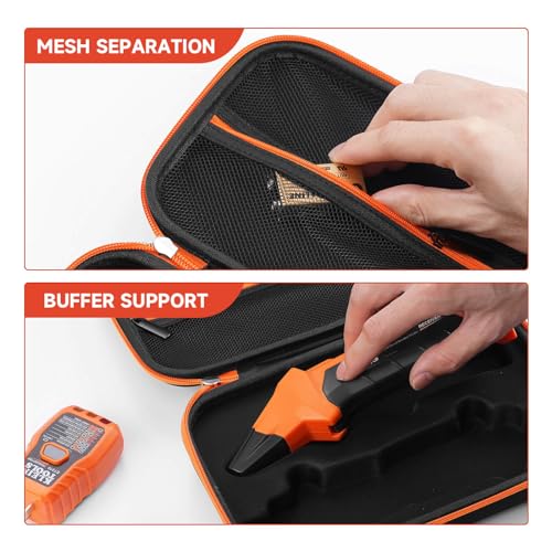KingSung Hard Case Compatible with Klein Tools ET310 AC Circuit Breaker Finder, 80041 Outlet Repair Tool Kit and RT250 Integrated GFCI Receptacle Tester Accessories,with Smooth Double Zip(Only Case)