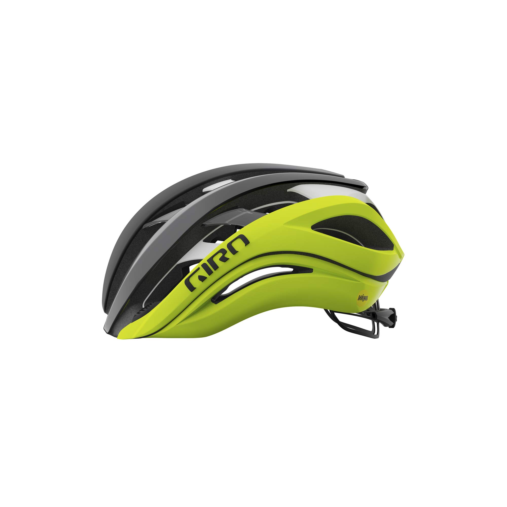 Giro Aether Spherical Adult Road Cycling Helmet - Matte Black Fade/Highlight Yellow (2021), Medium