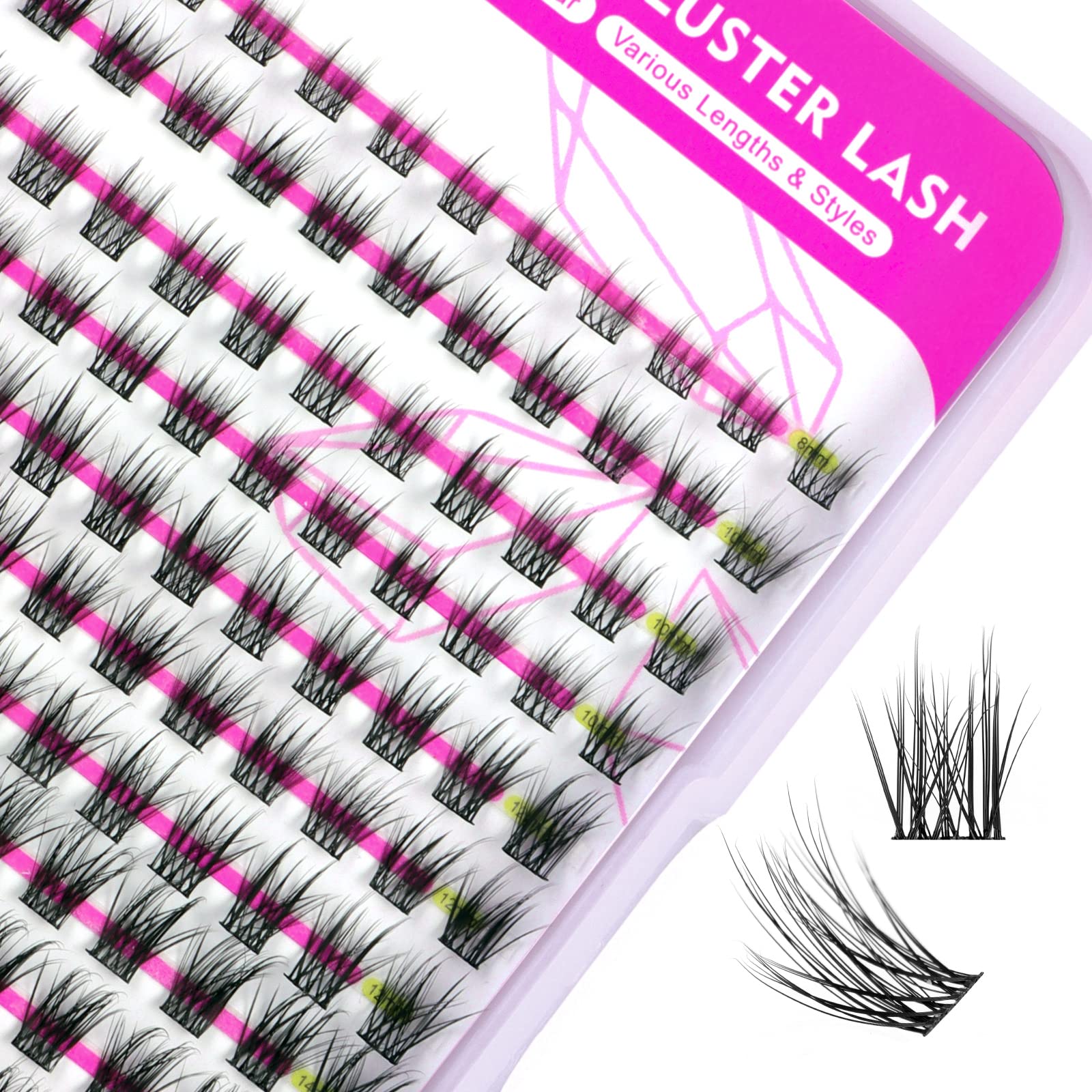 Lash Clusters 144pcs CAELYMINE DIY Lash Extension for Beginners, D Curl Cluster Lashes Soft Lash Extension Clusters 3D Cosplay Eyelash Cluster Extensions Reusable(CDD03)