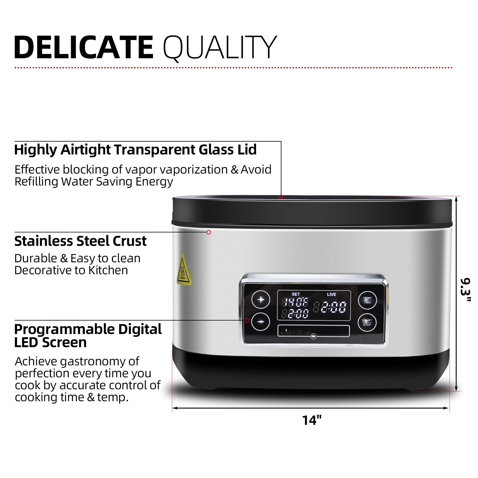 SPOONLEMON Sous Vide Cooker, 8 Quart Stainless Steel Sous Vide Machine with Precise Temperature Control,6 Preset Shortcuts, LED Touchscreen – All-in-One Sous Vide Cooking Pot for Home Use