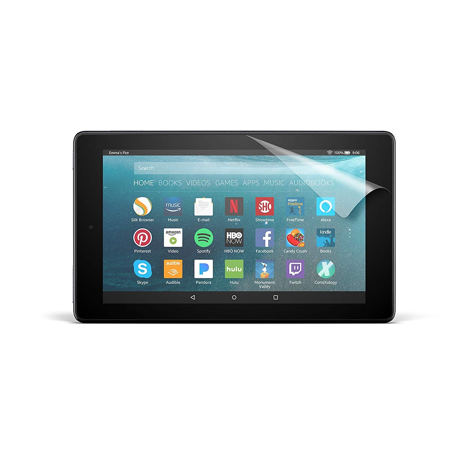 Fire 7 Tablet (7" display, 32 GB) - Black + Fire 7 Tablet Case, Plum + NuPro Clear Screen Protector (2-Pack)