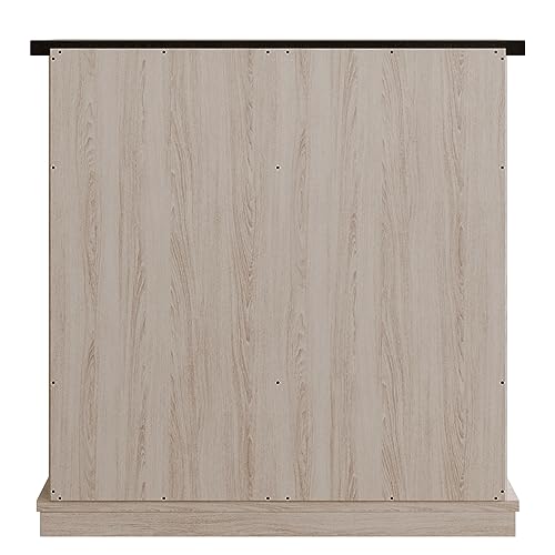 OLD CAPTAIN 32" Farmhouse Coffee Bar, Wooden Coffee Bar Cabinet with Sliding Barn Door, Kitchen Storage Cabinet with Adjustable Storage Shelves for Kitchen, Dining, Living Room (White)