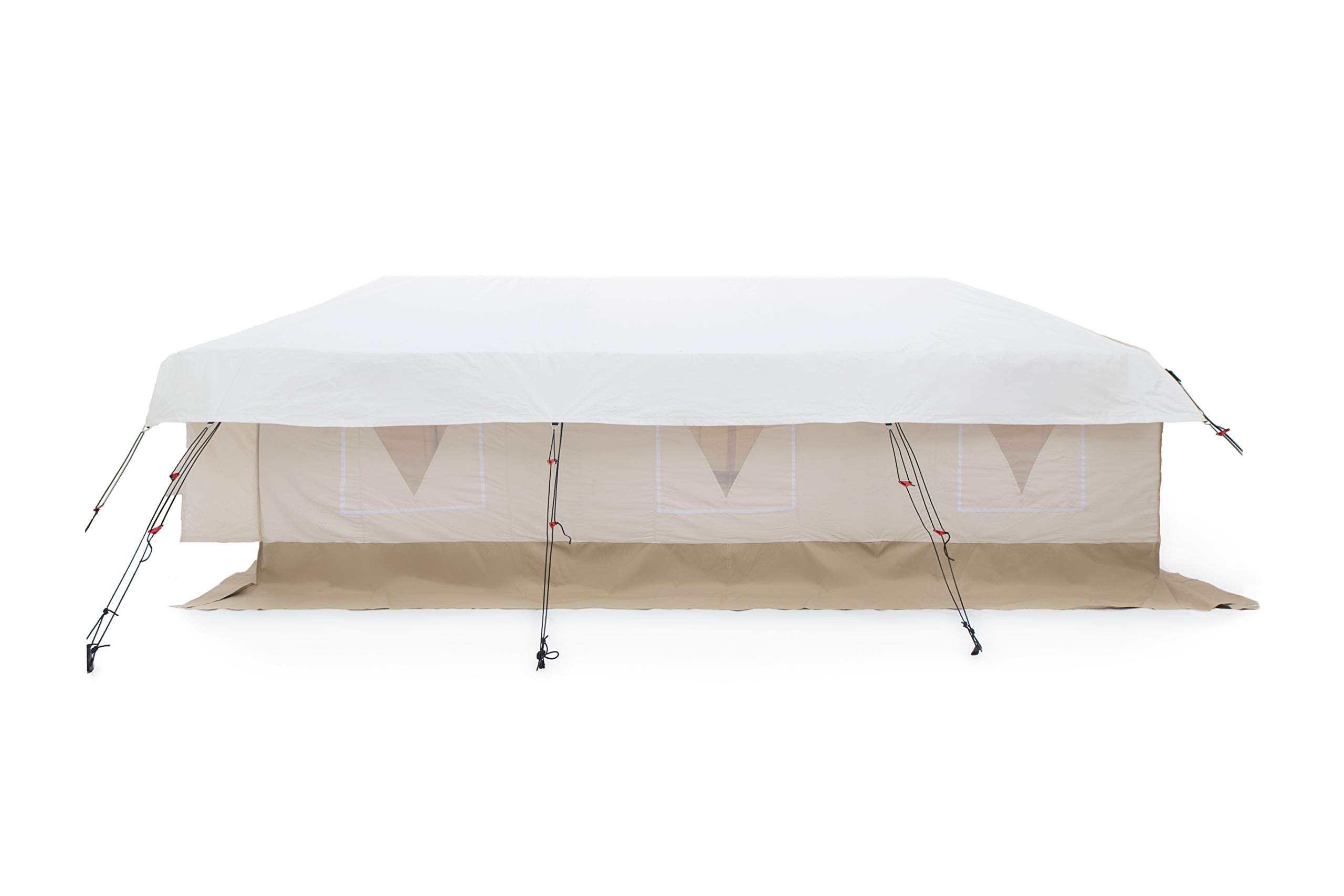 Flysheet for Alpha Wall Tent, Guy Ropes, D-Ring, Metal Runner & Stakes Included for Hunting, Family Camping & Outdoor Activities (12'x14', PE)