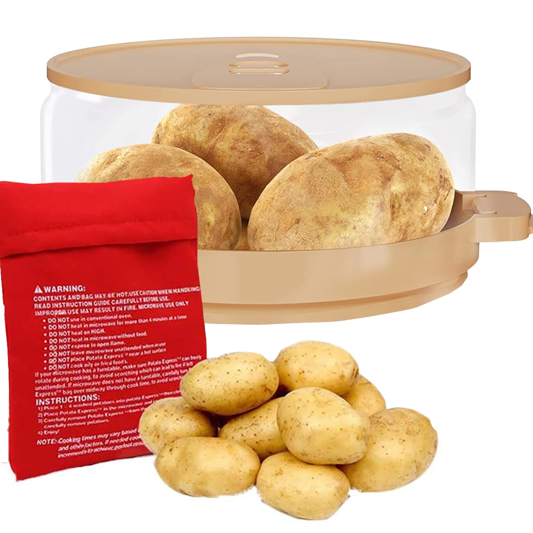 VELIRE Baked Potato Microwave Cooker With Perfect Microwave Potato Bag - SEEN-ON-TV Cooks in Minutes Tender & Fluffy Spuds - Dishwasher-Safe Potato Microwave Cooker (8 Inch) (Clear)