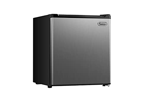 Impecca Compact Refrigerator Reversible Door Classic Refrigerator, Single Door All-Refrigerator Mini Fridge, 1.7 Cubic Feet, Stainless