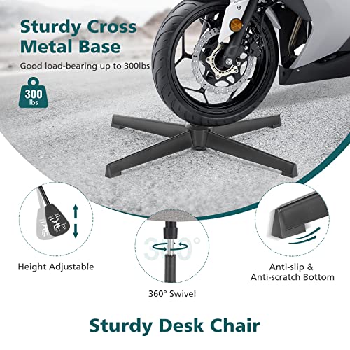 OLIXIS Cross Legged Armless Wide Adjustable Swivel Padded Home Office Desk Chair No Wheels, Grey
