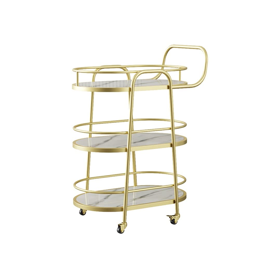 N/A Dining Car Trolley Hotel Business Restaurant Mobile Cake Delivery Car Iron Multi-Functional Hand Push Home Bar Cart (Color : B, Size : 3 Layer)