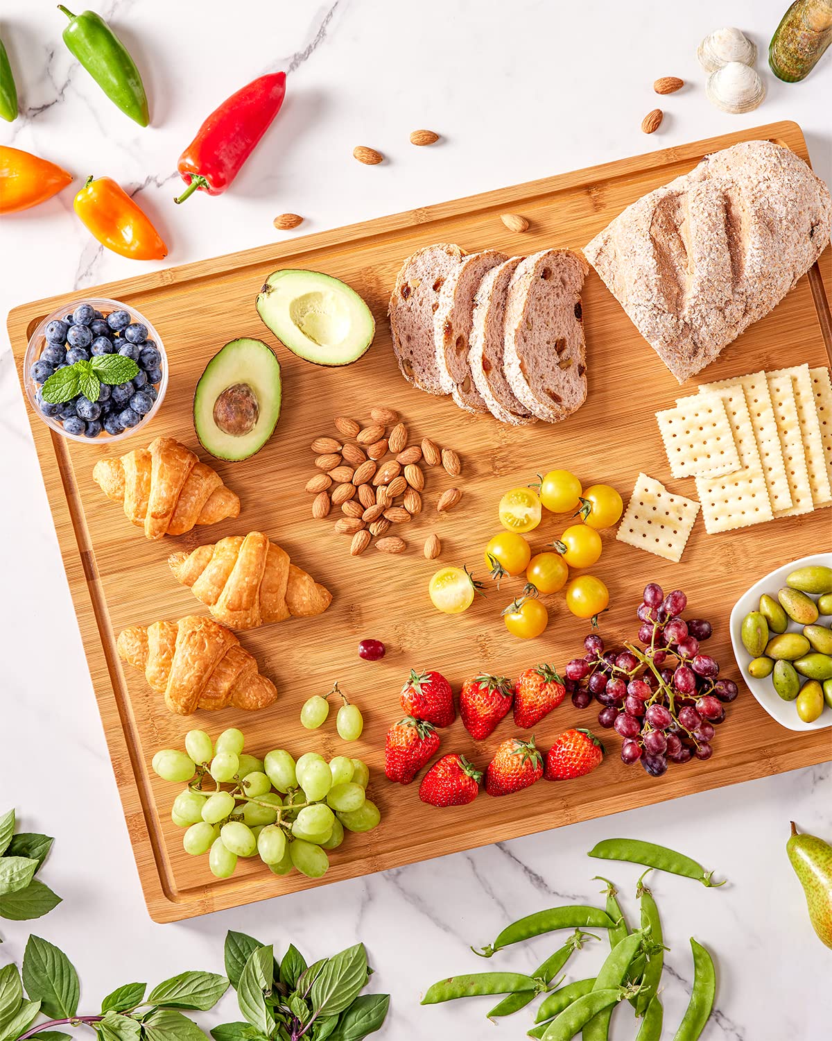 Extra Large Cutting Board for Kitchen, BEZIA 23" x 18" Thick Chopping Butcher Block with Juice Groove, 100% Natural Bamboo Cheese Charcuterie Carving Serving Board Tray for Meat, Fruit, & Snacks