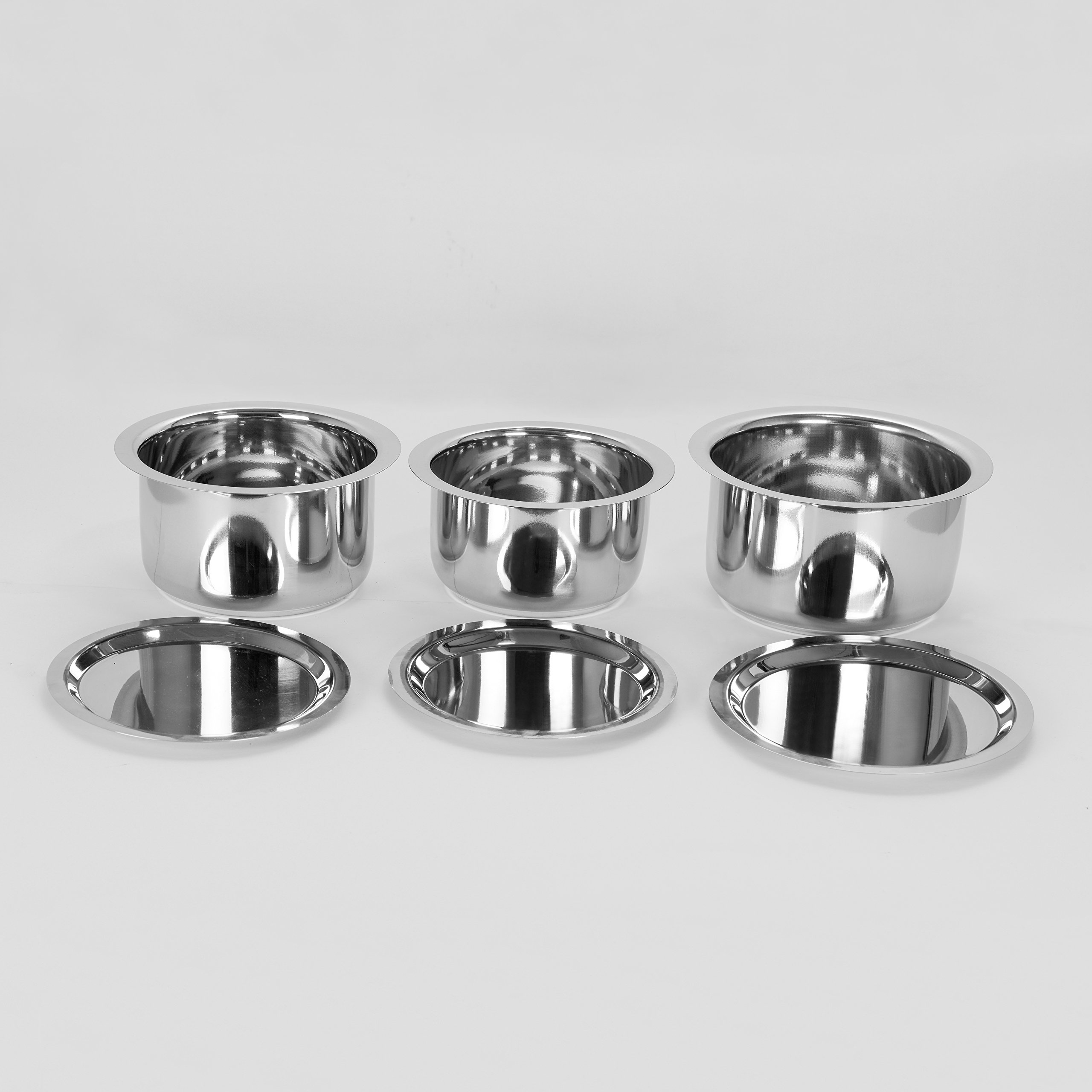Sumeet 3 Pcs Stainless Steel Induction & Gas Stove Friendly Container Set/Tope/Cookware Set With Lids Size No.10 To No.12