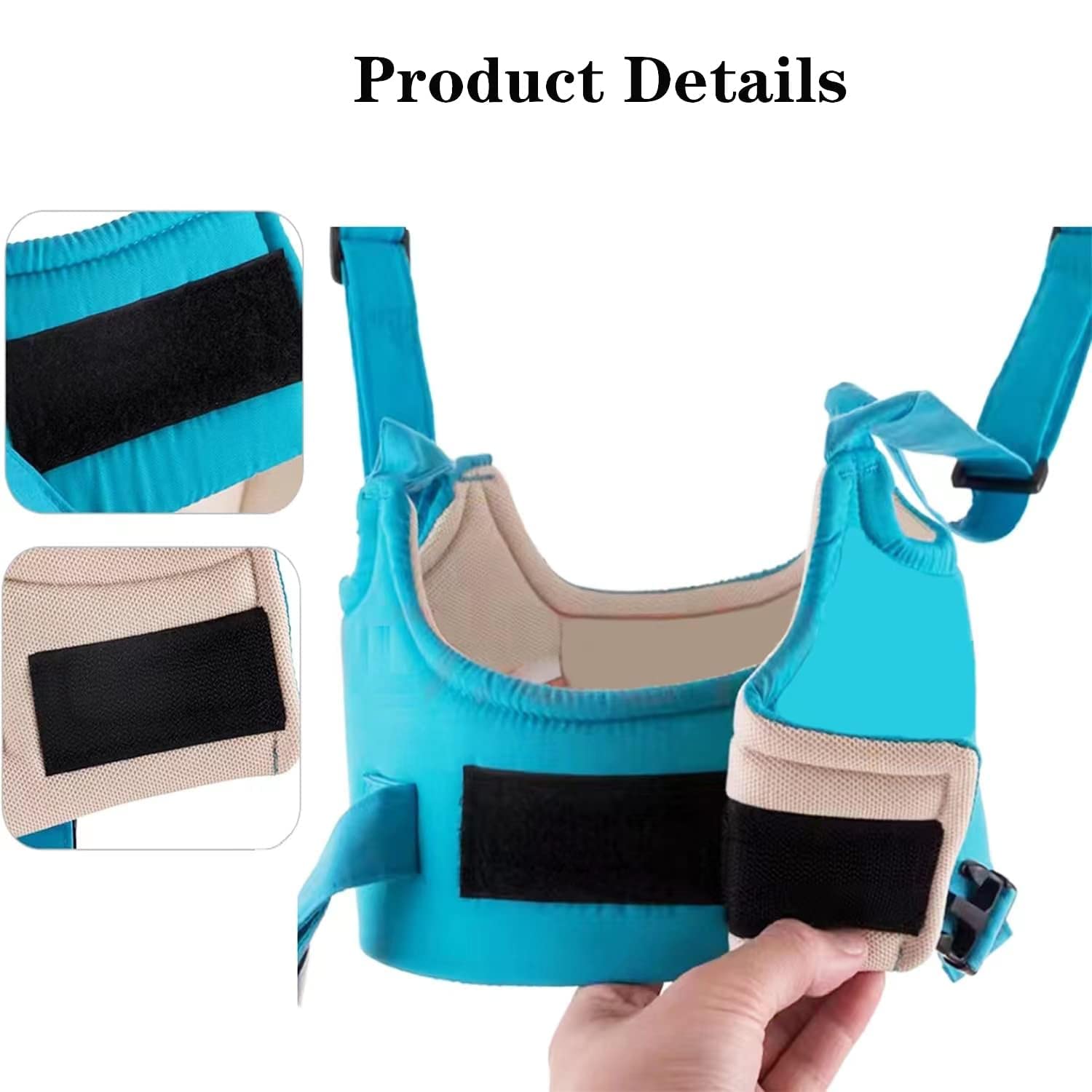 KHuinen Handheld Baby Walking Harness Baby Walker, Adjustable Handheld Standing Up and Walking Kids Walker Helper for Toddler 7-24 Month Old (Sky Blue)