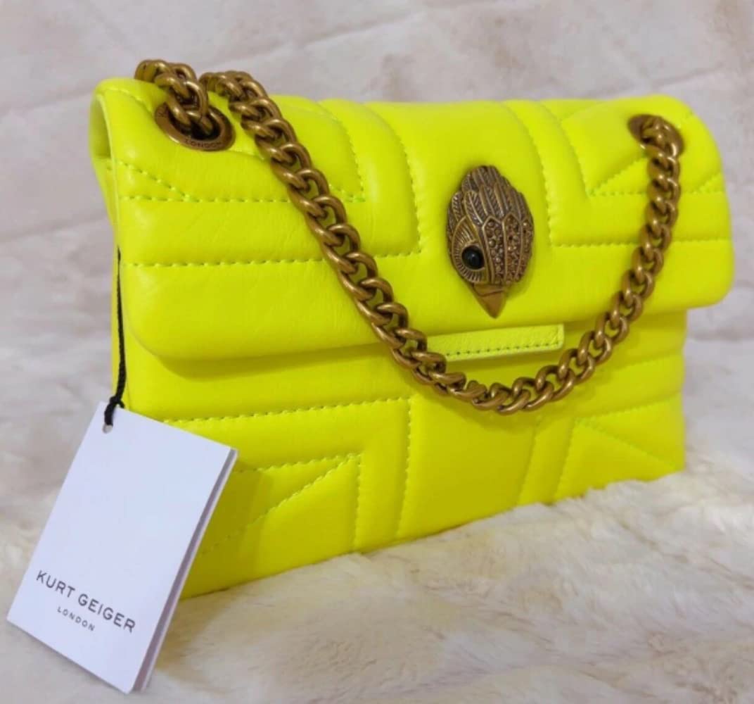 Kurt Geiger Women’s Mini Kensington Union Jack Quilted Leather Crossbody, Yellow