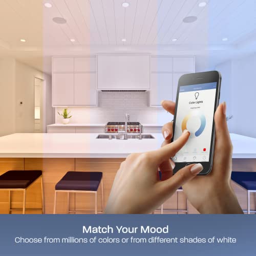 Feit Electric Smart Recessed Light, Fits Most 5-6" Can Housing, Works with Alexa or Google Assistant, Dimmable, 75W Equiv, 1000 Lumens, 2.4GHz WiFi Color Changing Downlight, LEDR6/RGBW/AG, 1 Pack