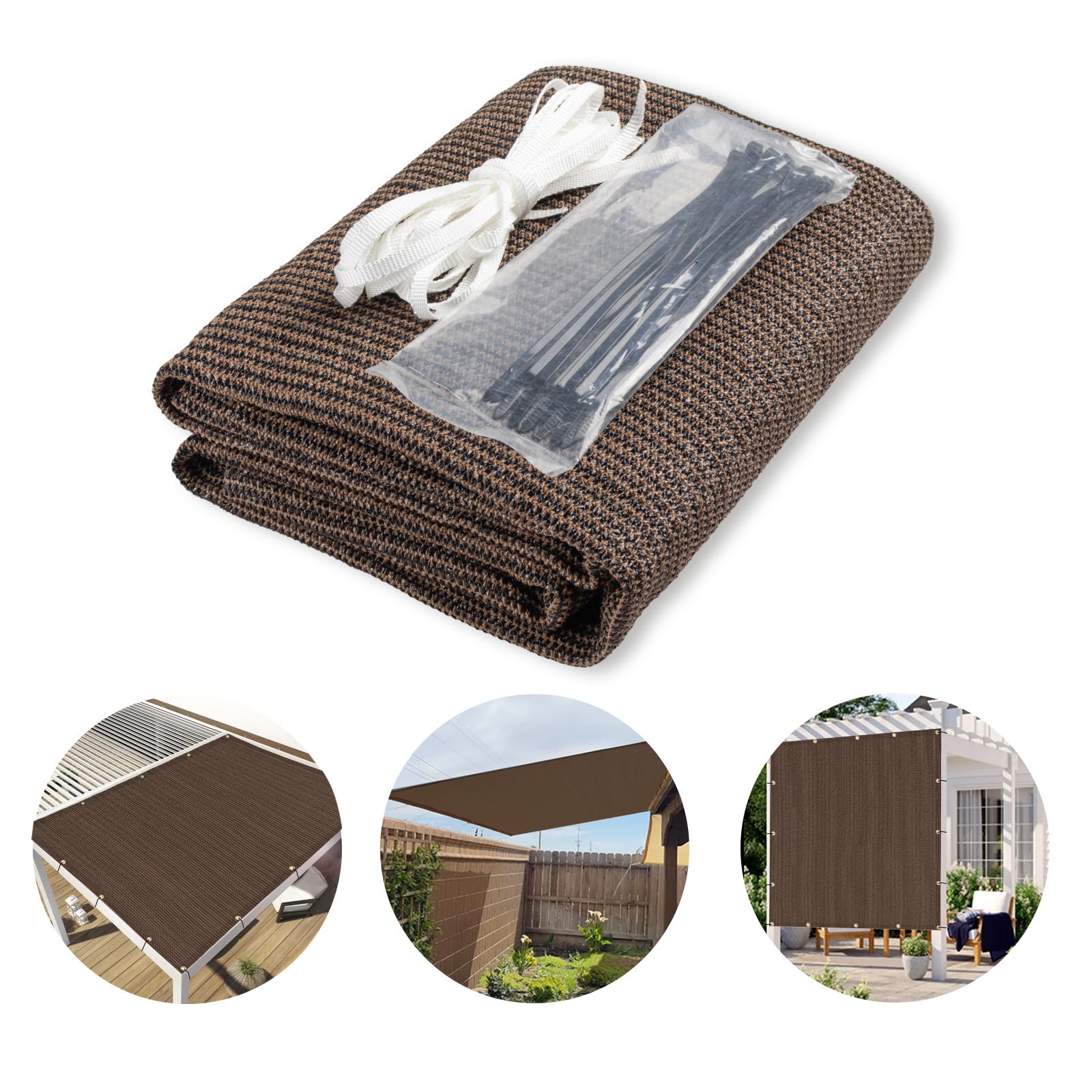 LOVE STORY 10x20 FT Sun Shade Cloth with Grommets Pergola Shade Cover 95% UV Protection for Patio Outdoor, Brown