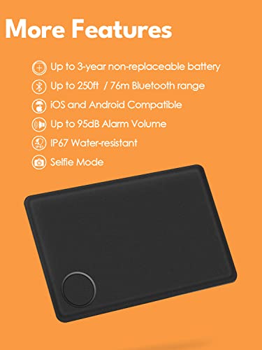 Slim Wallet Tracker Card Finder - MOSIYEEF Wallet Tracker Portable Wallet Finder with Bluetooth Technology Up to 250 Ft Range - Phone Finder iOS and Android Compatible - Camera Remote for Selfie Mode
