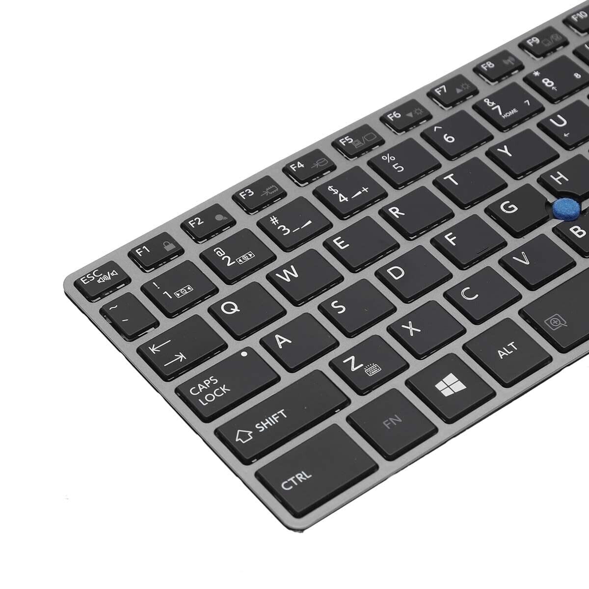 Laptop Replacement Keyboard Compatible with TOSHIB-A Tecra Z40-A Z40AK Z40AB Z40B Z40T-A Gray Frame US Black with Point Backlight