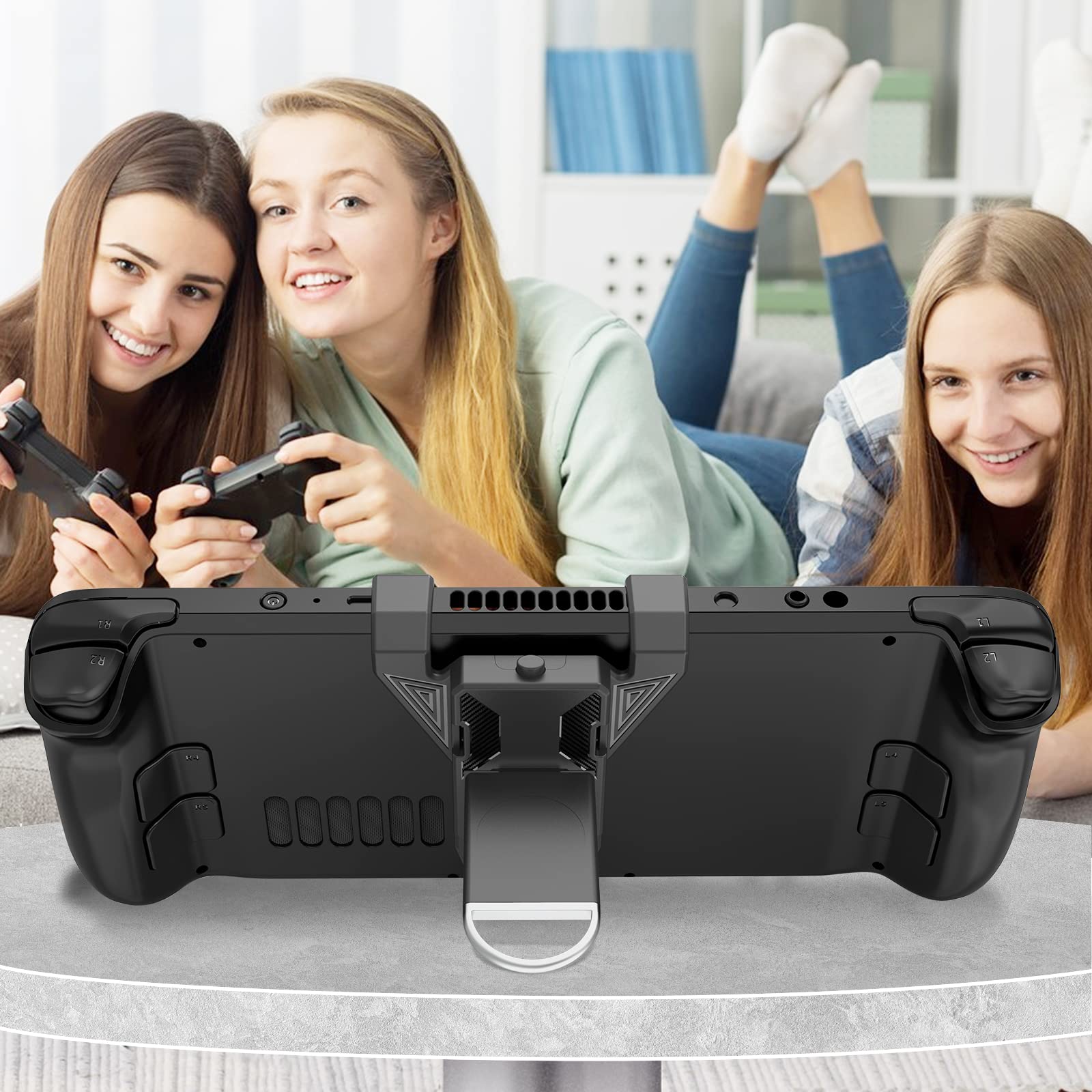 Mensican Stand Base for Steam Deck, Zine-Alloy Magnetic Bracket with Non-Slip Fixed Clip Holder for Valve Steam Deck Dock Mount Accessories