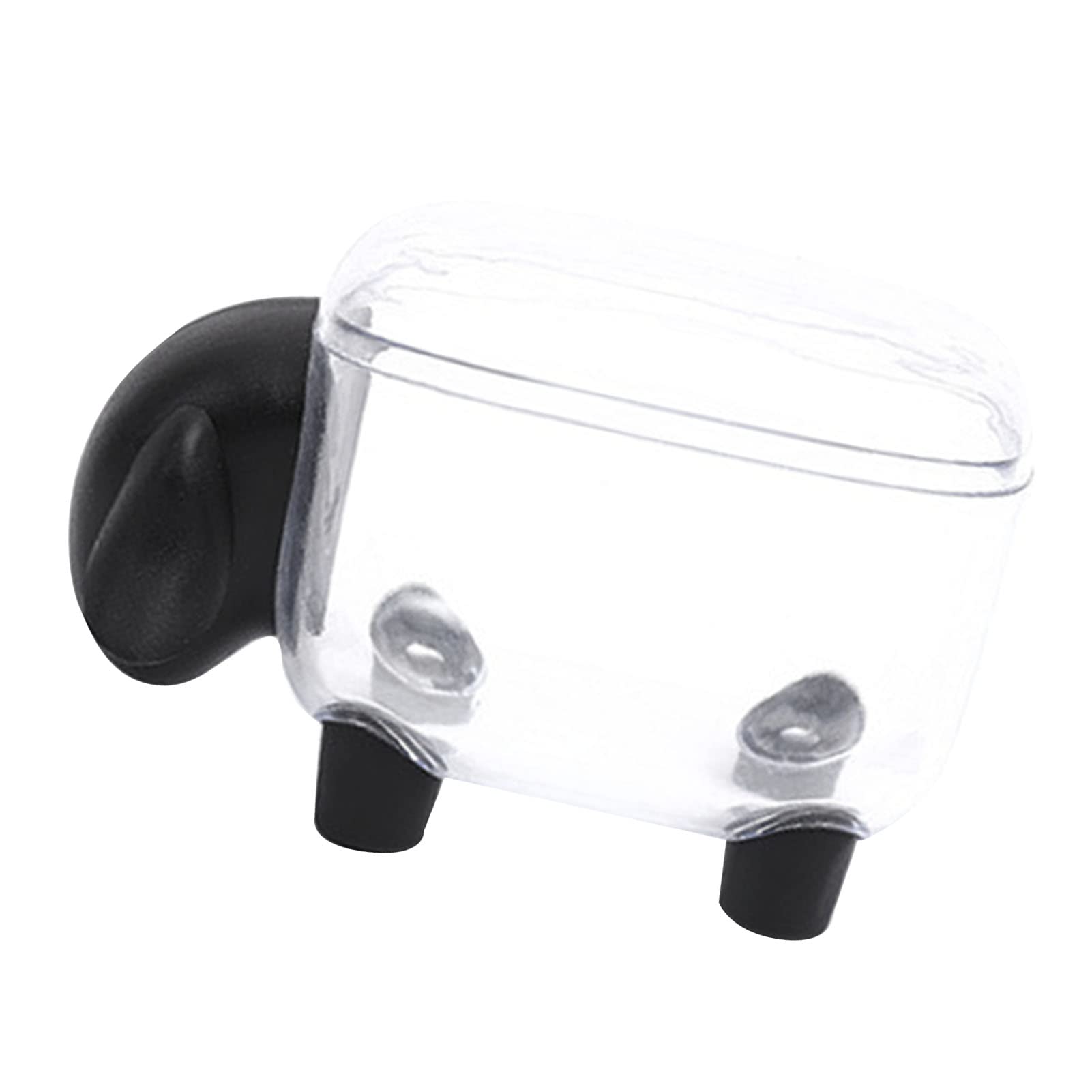 Sheep Design Cotton Swab Holder & Toothpick Box Transparent Organizer for Home Decor with Storage Container (Black)