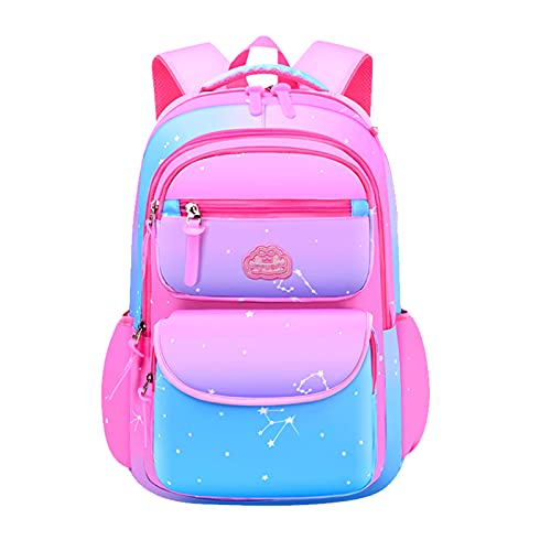 Reorzon Kids Primary School Backpack for Girls Toddler Kindergarten Preschool Starry Sky Gradient School Bookbag