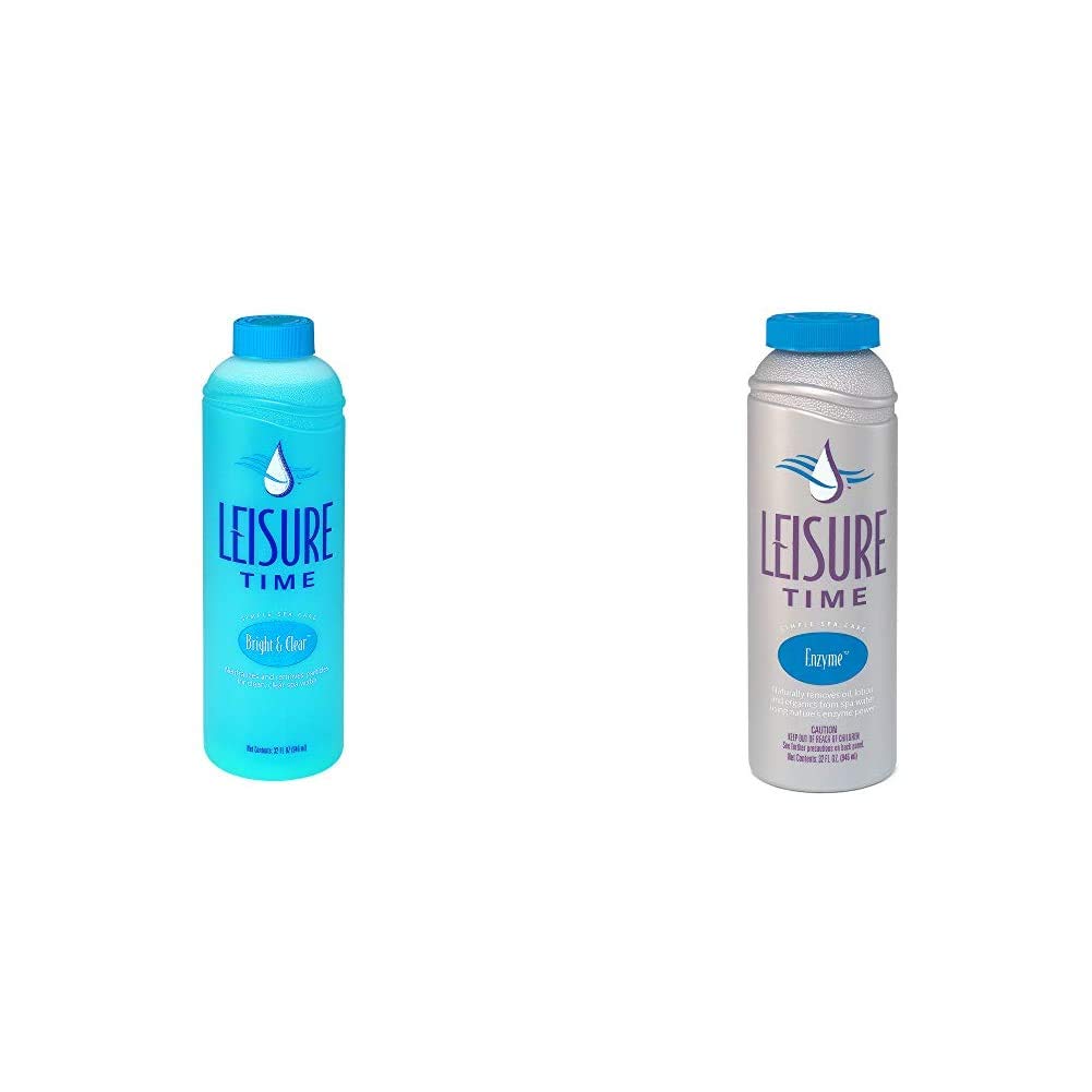 LEISURE TIME Spa Care Bundle - Bright and Clear Cleanser (32 fl Oz) + Enzyme Simple Care (32 fl Oz)